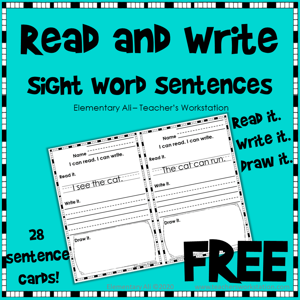 Kindergarten Sight Word Sentences cover free – Teacher's Workstation
